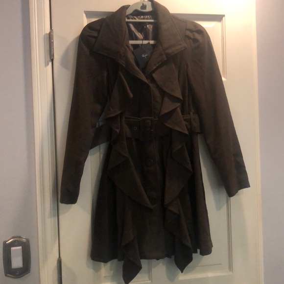 Ryu | Jackets & Coats | Nwt Ryu Anthropologie Ruffled Wool Trench Coat ...
